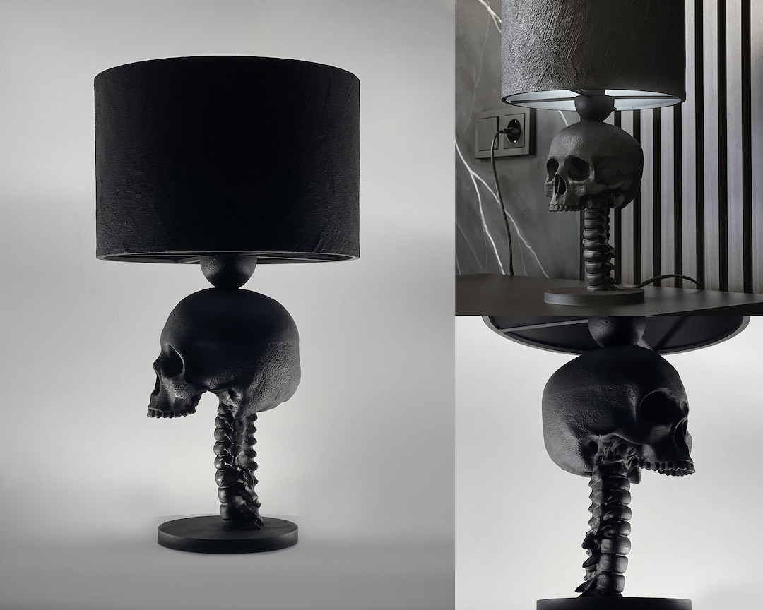 Skull Table Lamp, Decorative Lamp, Bedside Table Light, Skull Spine ...