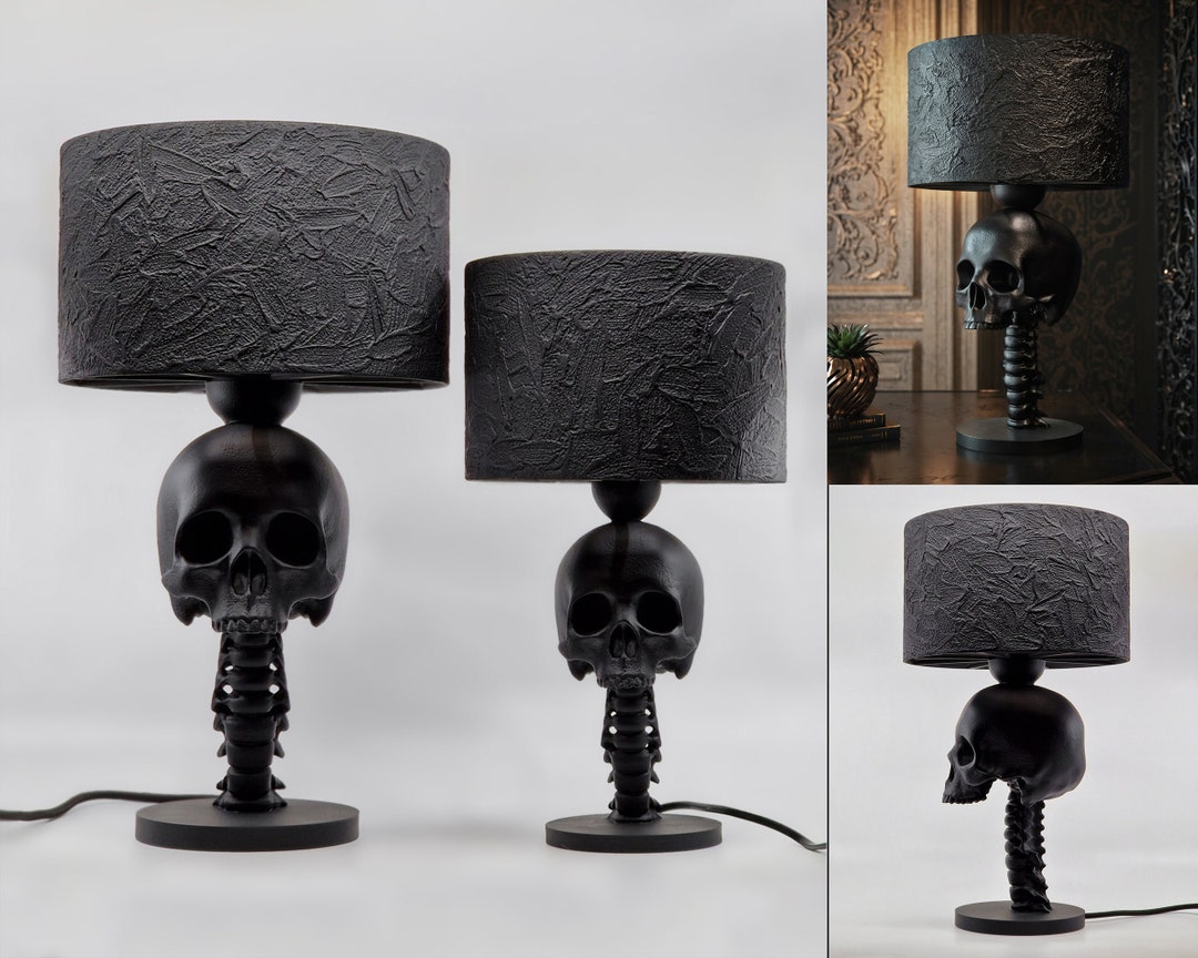 Skull Table Lamp, Decorative Lamp, Bedside Table Light, Skull Spine ...