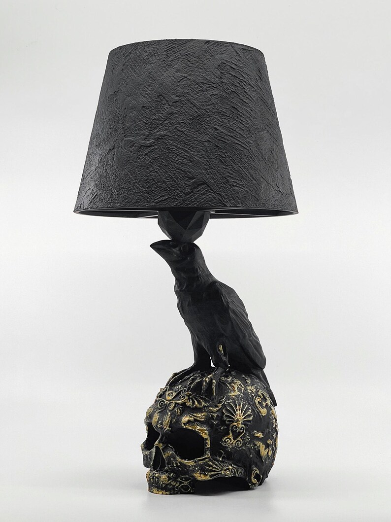 The Raven Skull Artifact: Hand-finished Table Lamp – Elegantly Haunting ...