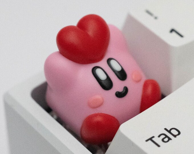 Kirby Loves You Keycap | Pink Cute Kawaii Handmade Keycap | Multishot ...