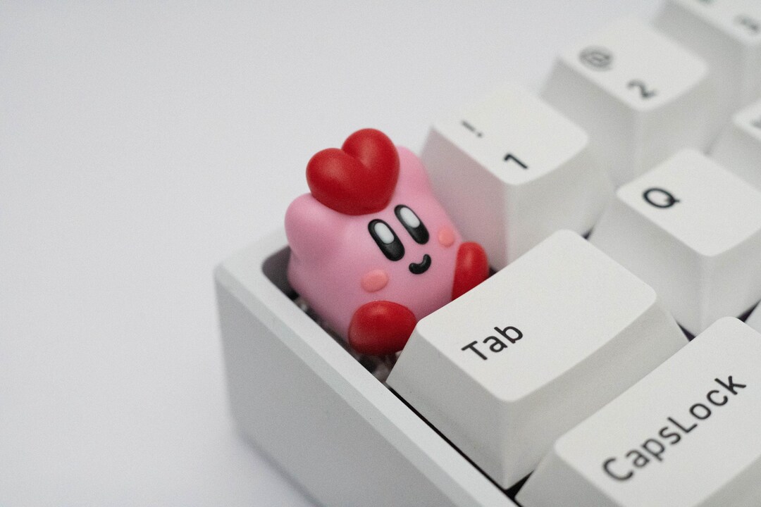 Kirby Loves You Keycap | Pink Cute Kawaii Handmade Keycap | Multishot ...