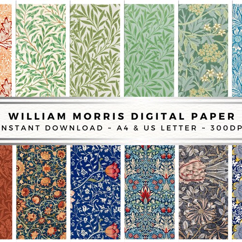William Morris Patterns 12 Pages Vol. 1 Digital Kit Junk - Etsy