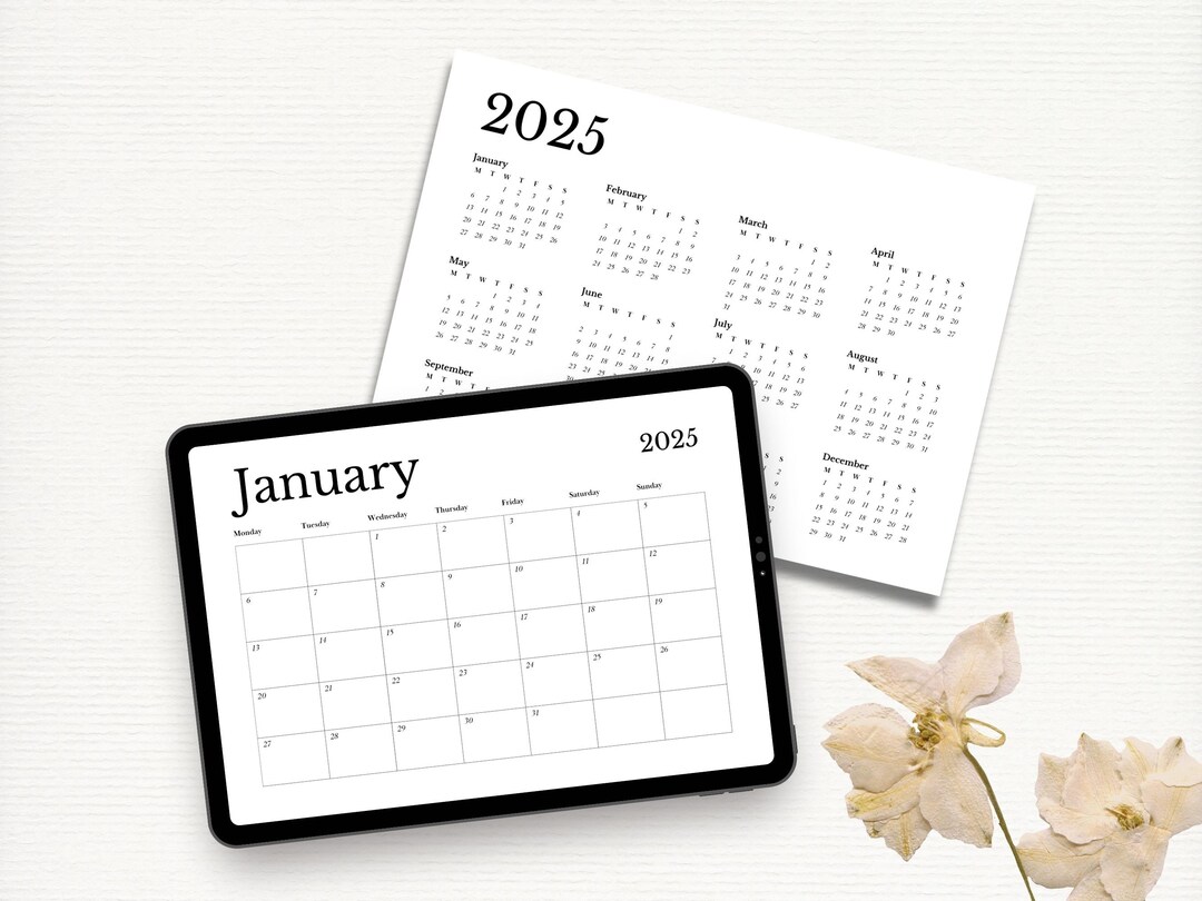 2025 Monthly Calendar Digital Download, Simple Minimalist Style ...