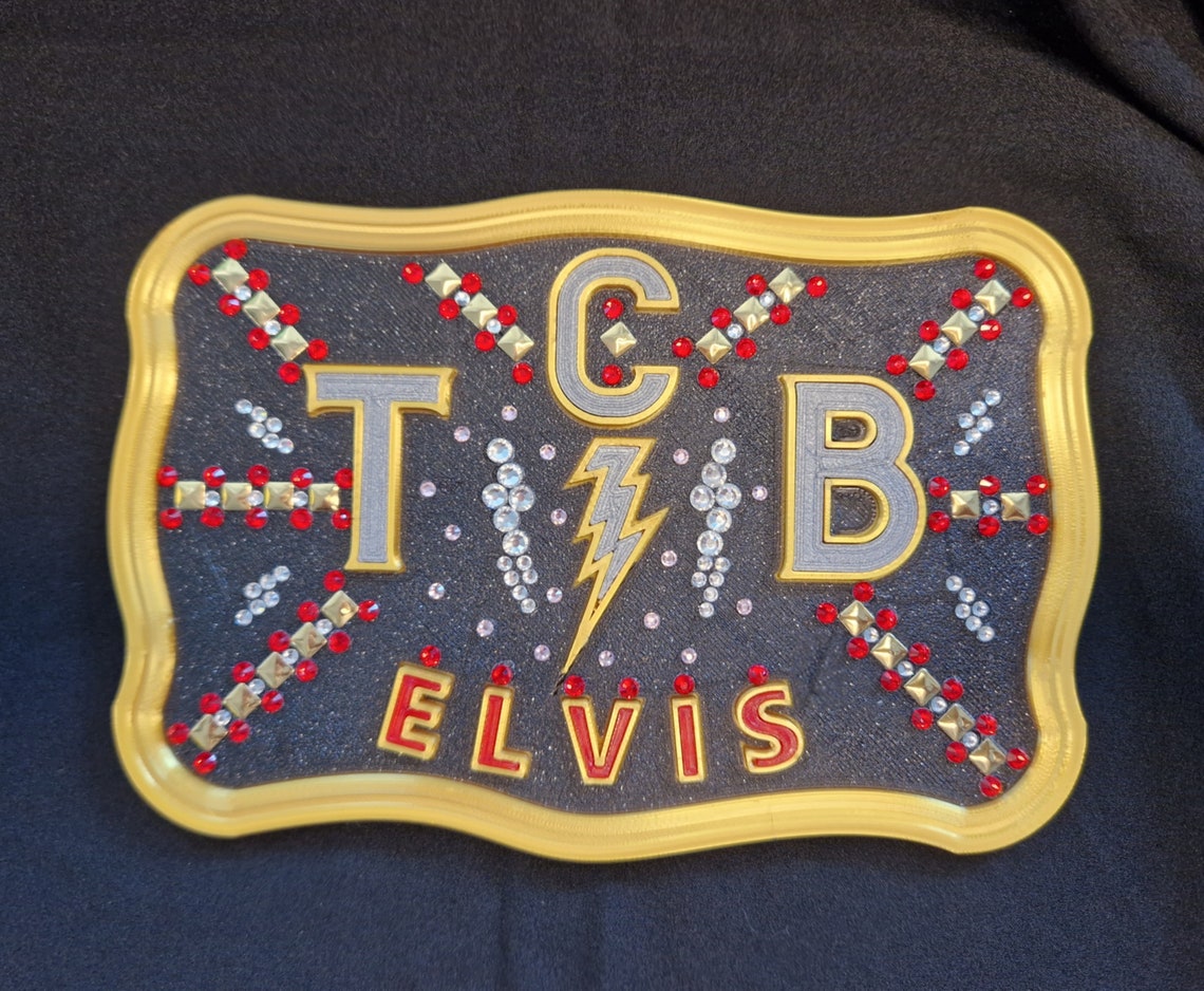 Elvis Film 2022 TCB Logo belt Buckle Sign With Rhinestones - Etsy