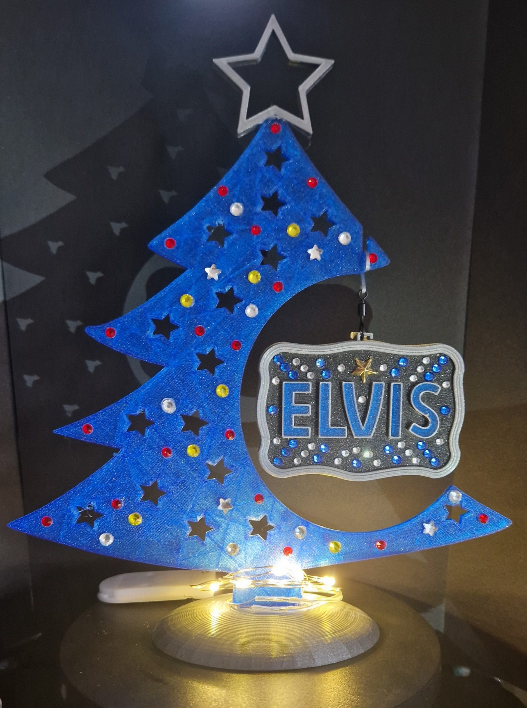Elvis blue Christmas Christmas Tree With elvis Film 2022 Rotating Two ...