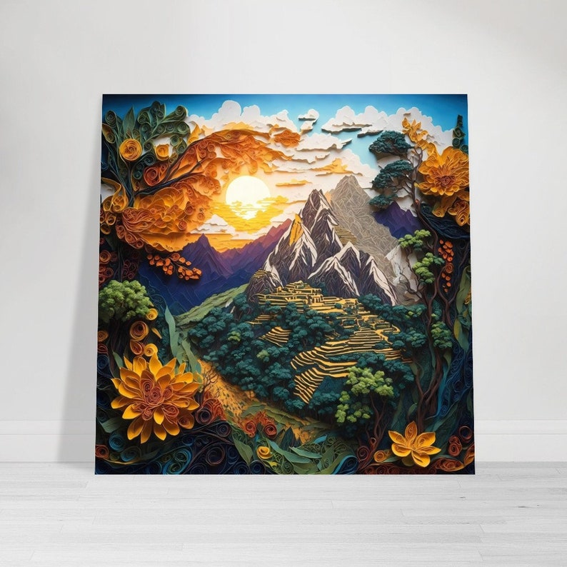 Sunrise Over Himalayan Mountains Paper Quilling Art Aluminum Print ...