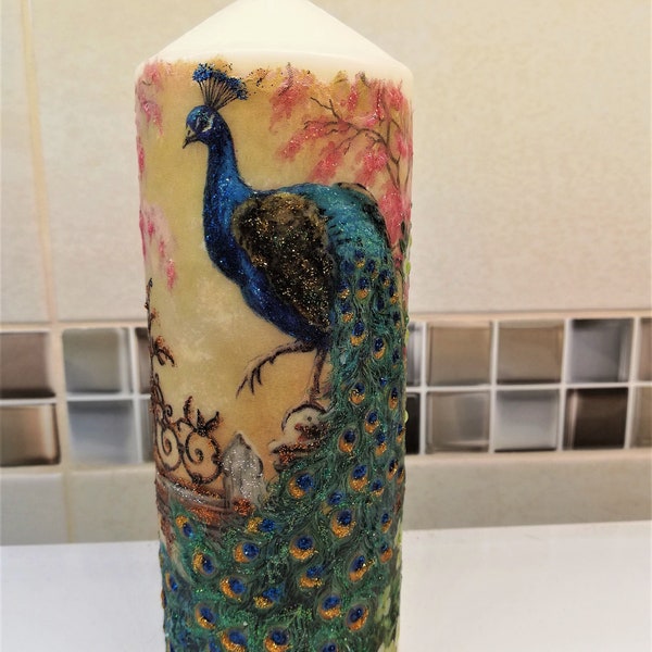 Candle Peacock - Etsy