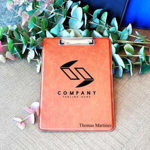 Custom Leather Company Logo Design Clipboard, Personalized Leather ...