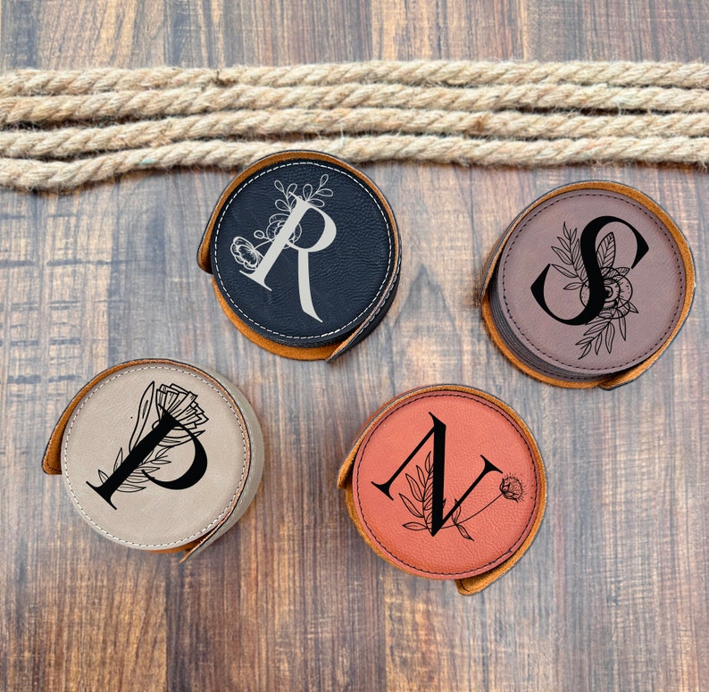 Custom Coaster Set 6 Piece Coaster Set Vegan Leather - Etsy
