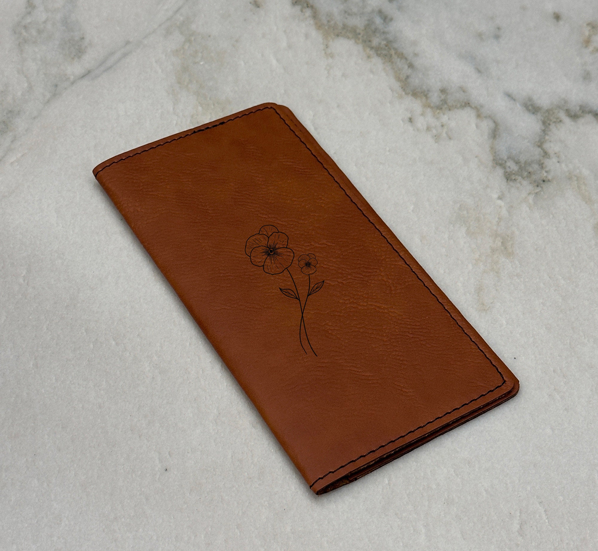 Birth Flower Engraved Checkbook Cover Personalized Checkbook - Etsy