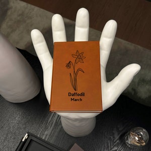 Personalized Leather Birth Flower Journal, Birth Month Flower Gift ...