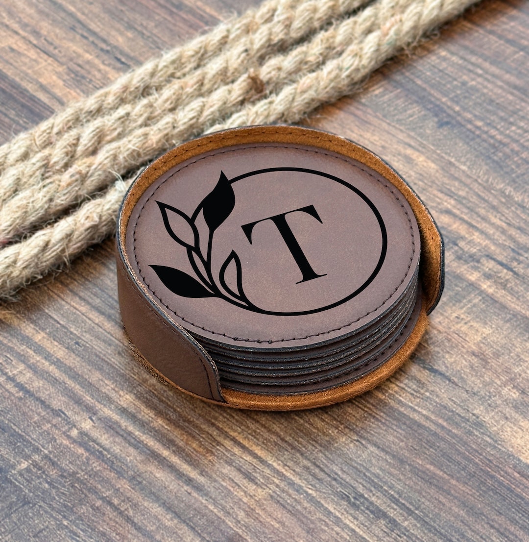 Custom Coaster Set, 6 Piece Coaster Set , Vegan Leather Coaster Set ...