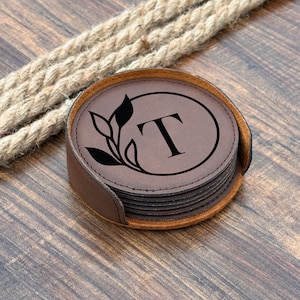 Custom Coaster Set, 6 Piece Coaster Set , Vegan Leather Coaster Set ...