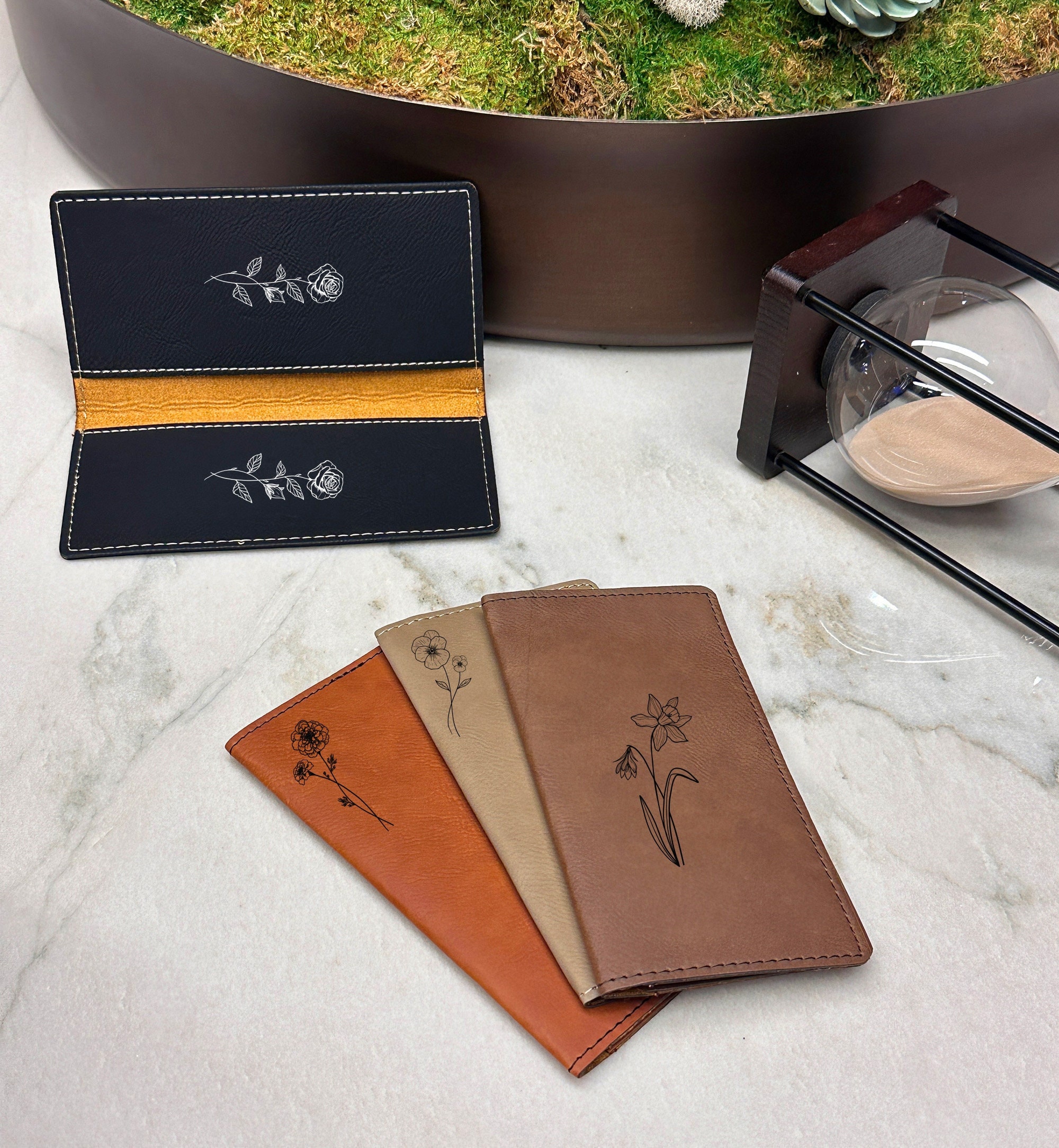 Birth Flower Engraved Checkbook Cover Personalized Checkbook - Etsy