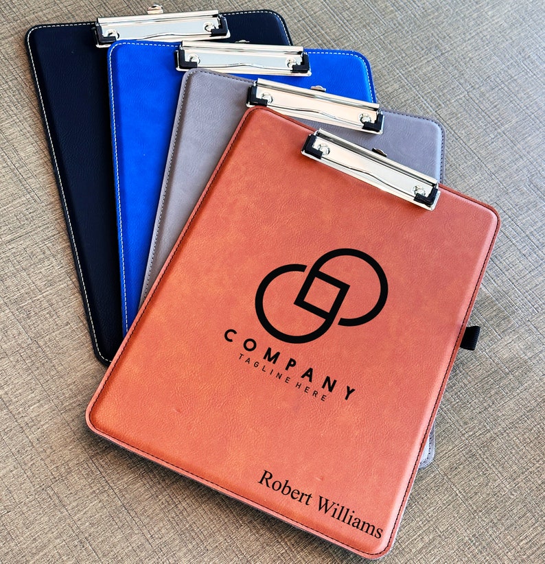 Custom Leather Company Logo Design Clipboard, Personalized Leather ...