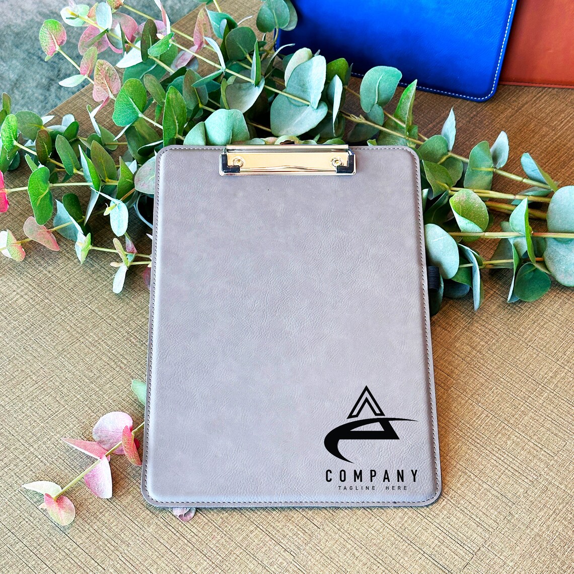 Custom Leather Company Logo Design Clipboard, Personalized Leather ...