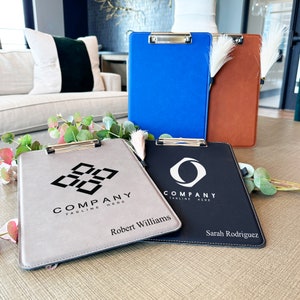 Custom Leather Company Logo Design Clipboard, Personalized Leather ...