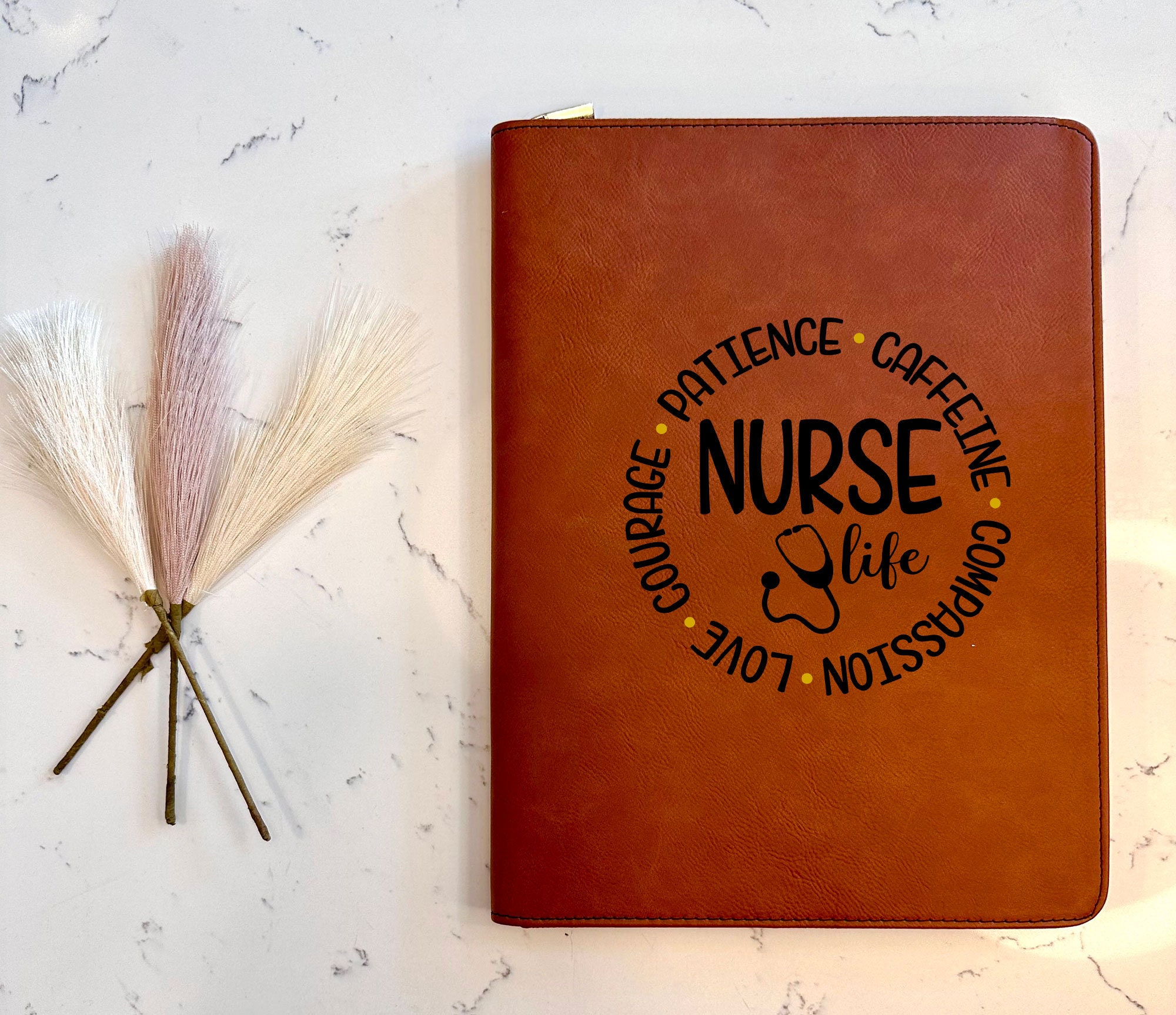 Nurse Life Monogram Portfolio Front Line Workers Leatherette - Etsy