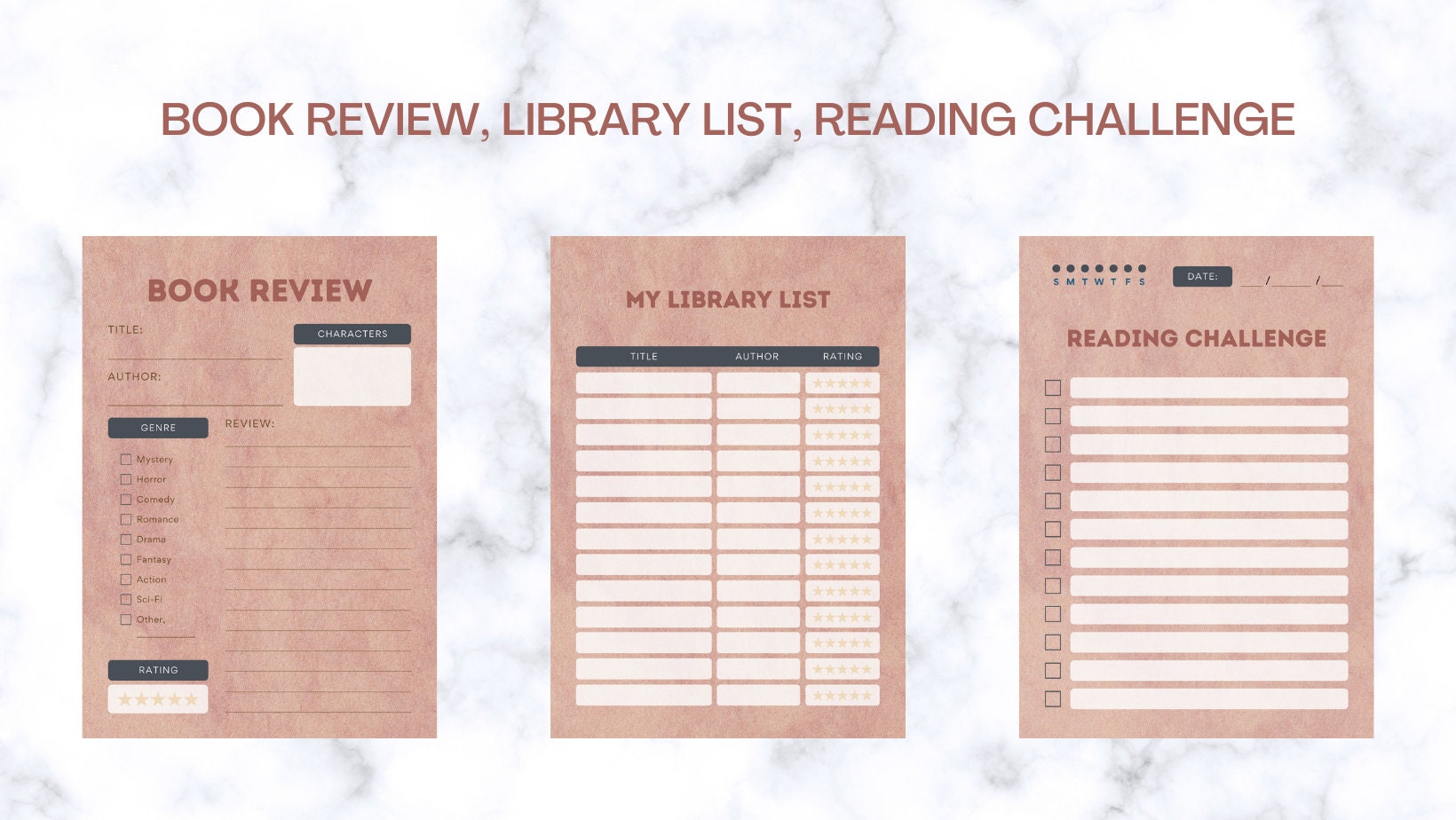 Instant Download, Printable Book Review, Library List, Reading ...