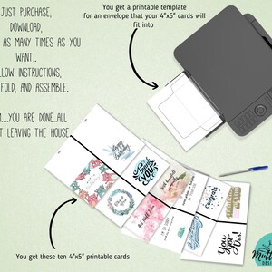 Printable Set of Twelve Different Styles of 4x5 Greeting Cards With ...