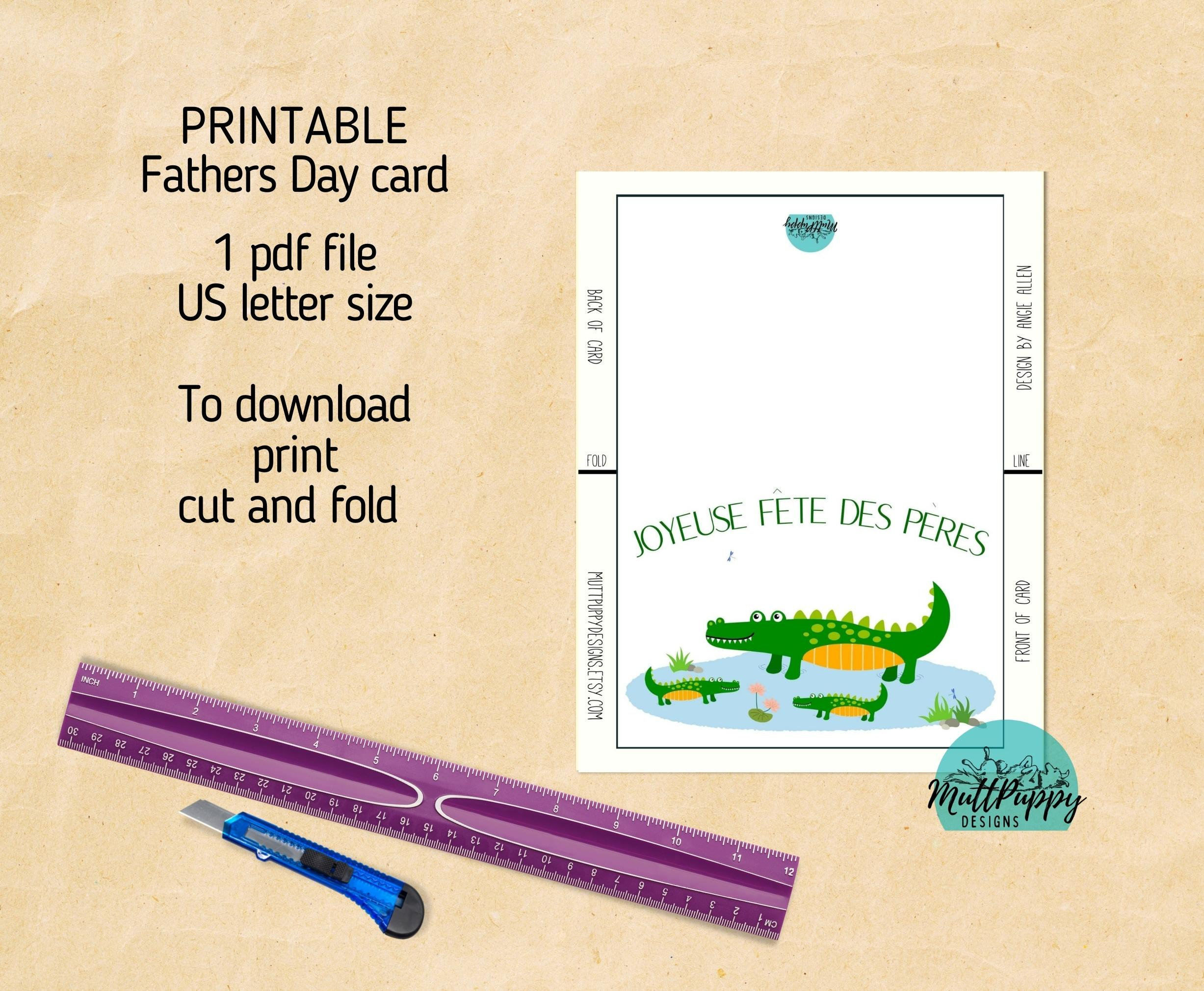 Printable Cajun French Fathers Day Greeting Card Instant Download, Cute ...