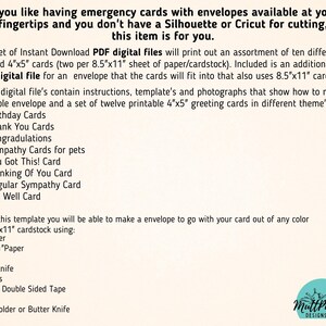 Printable Set of Twelve Different Styles of 4x5 Greeting Cards With ...