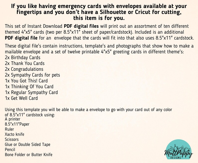 Printable Set of Twelve Different Styles of 4x5 Greeting Cards With ...