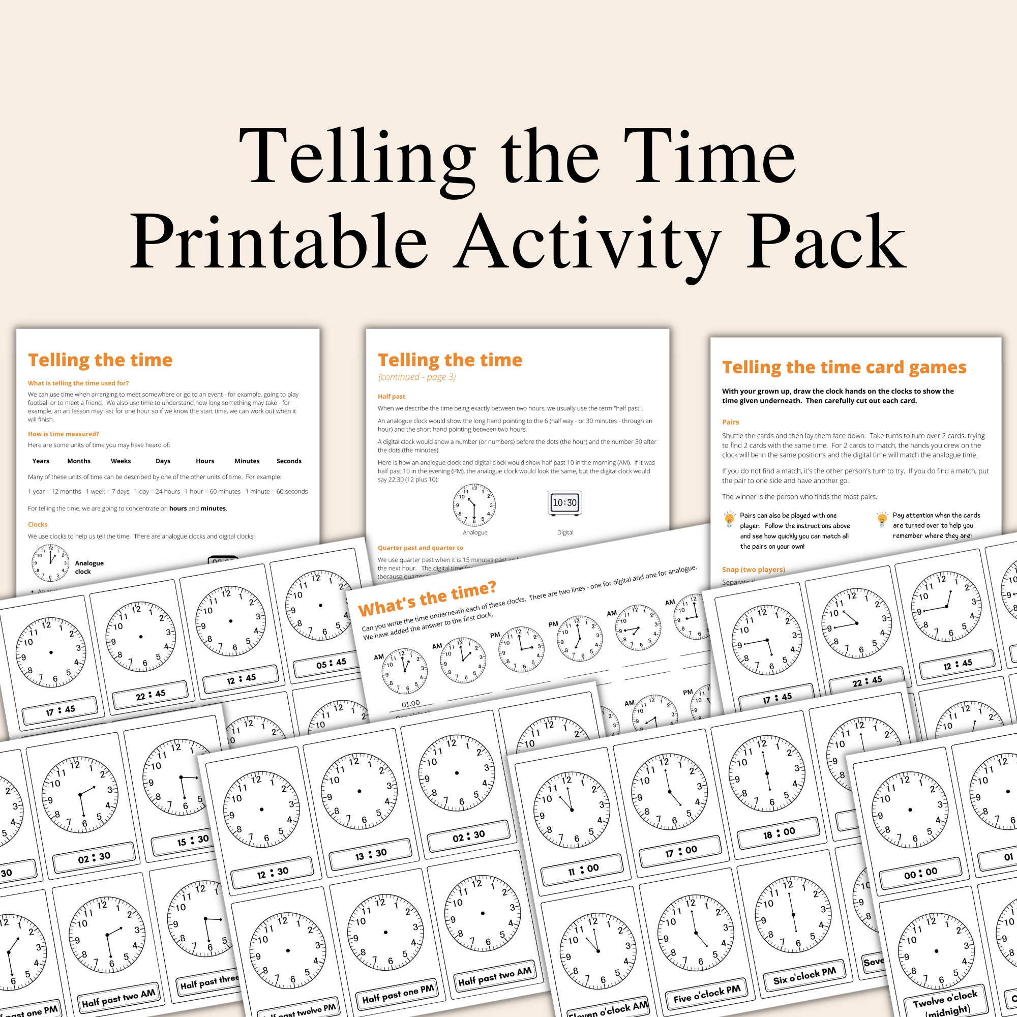 Printable Clocks Tell the Time, What's the Time Games, Telling the Time ...