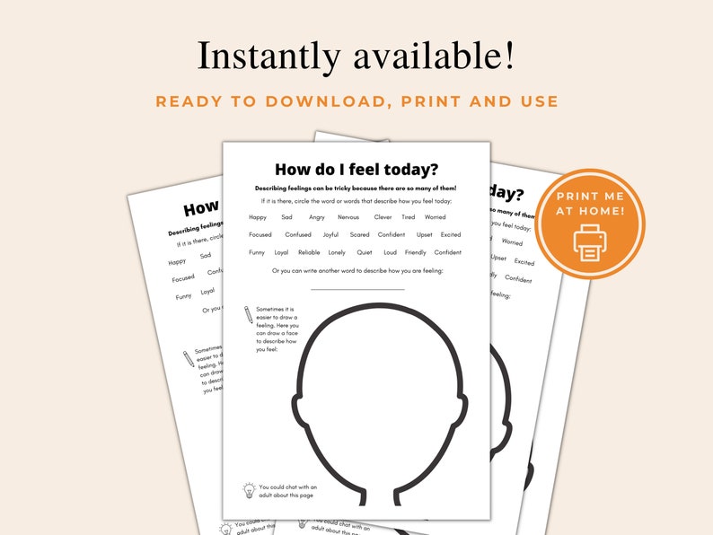 How Do I Feel Today Printable Sheets Help Children Understand Emotions ...