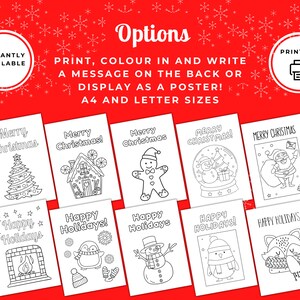 Kids Colouring Christmas Cards, Printable Christmas Crafts, Xmas ...