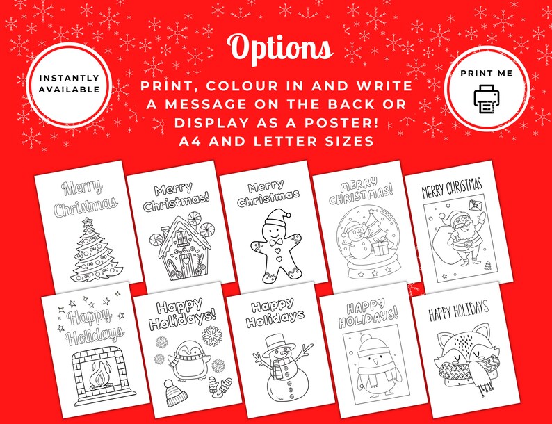 Kids Colouring Christmas Cards, Printable Christmas Crafts, Xmas ...