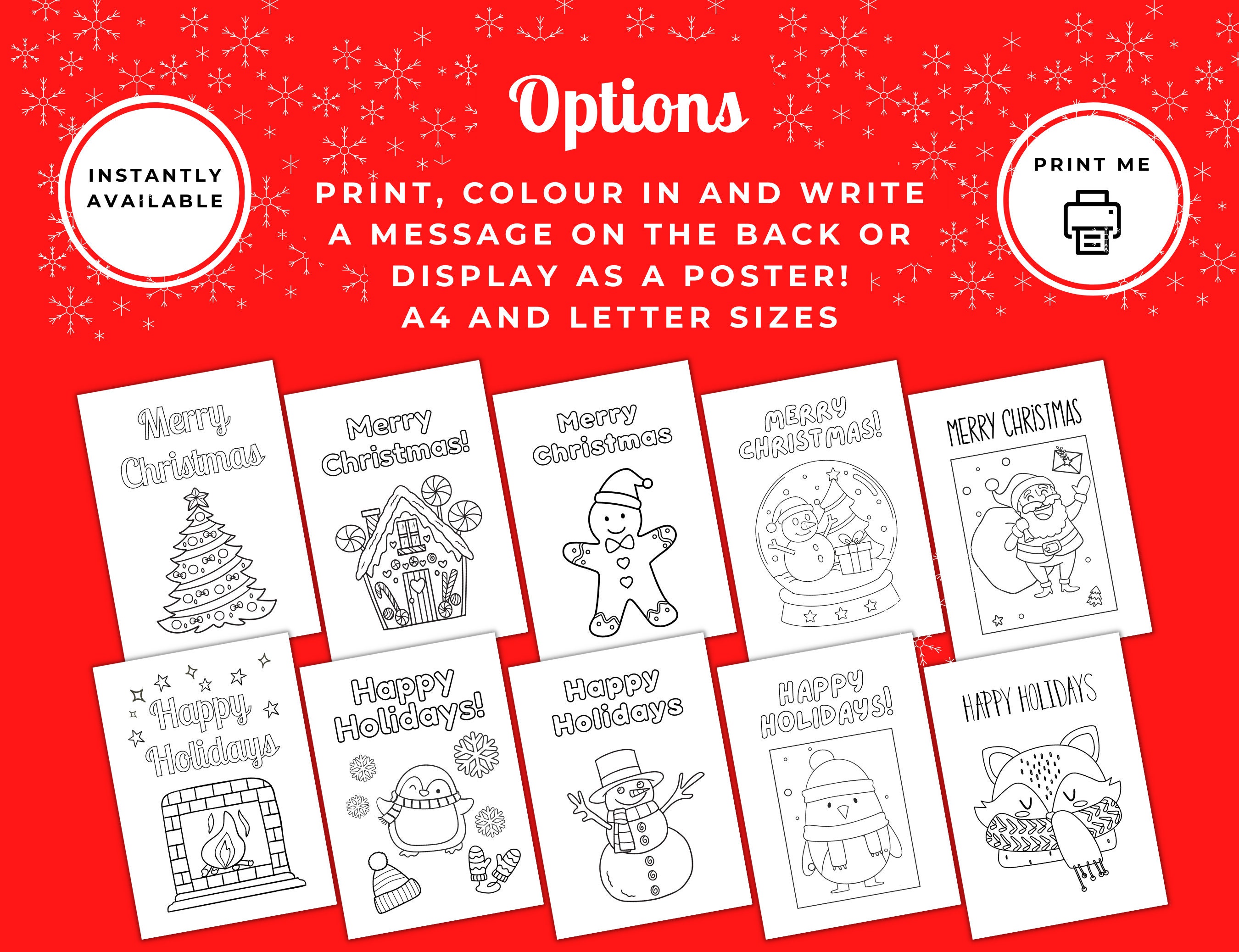 Kids Colouring Christmas Cards, Printable Christmas Crafts, Xmas ...