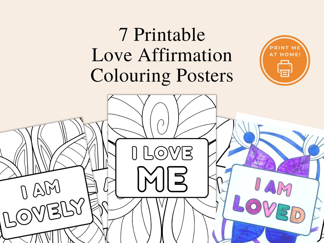Children's Self Love Affirmation Coloring Sheets, Printable ...