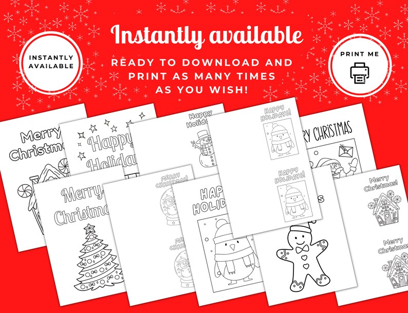 Kids Colouring Christmas Cards, Printable Christmas Crafts, Xmas ...