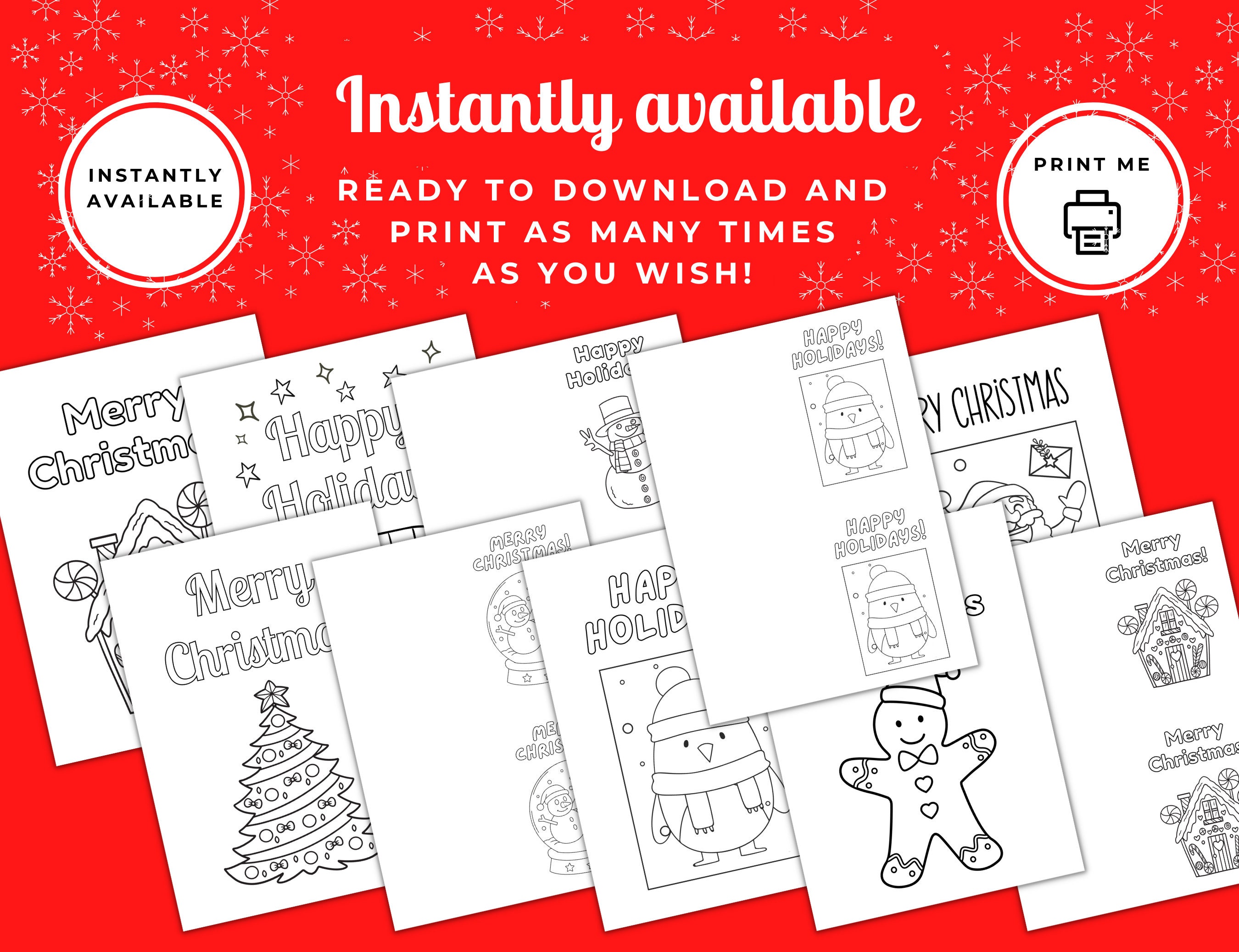 Kids Colouring Christmas Cards, Printable Christmas Crafts, Xmas ...