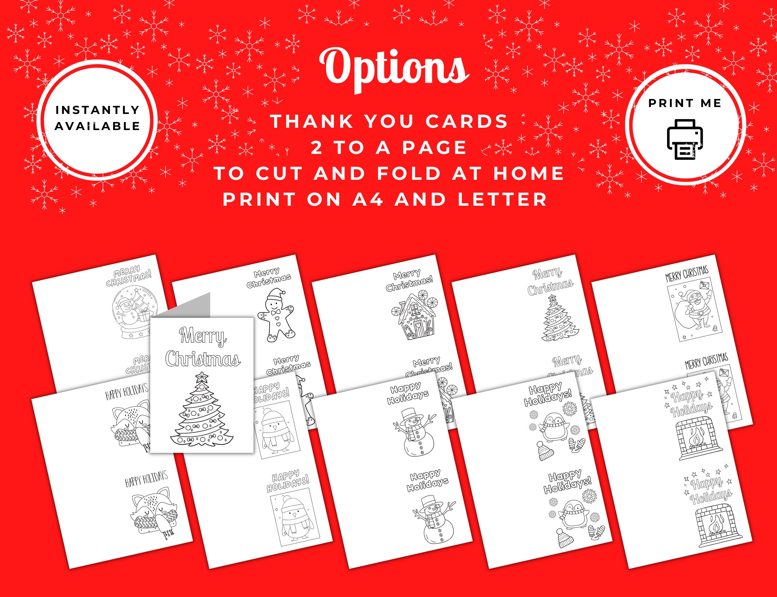 Kids Colouring Christmas Cards, Printable Christmas Crafts, Xmas ...