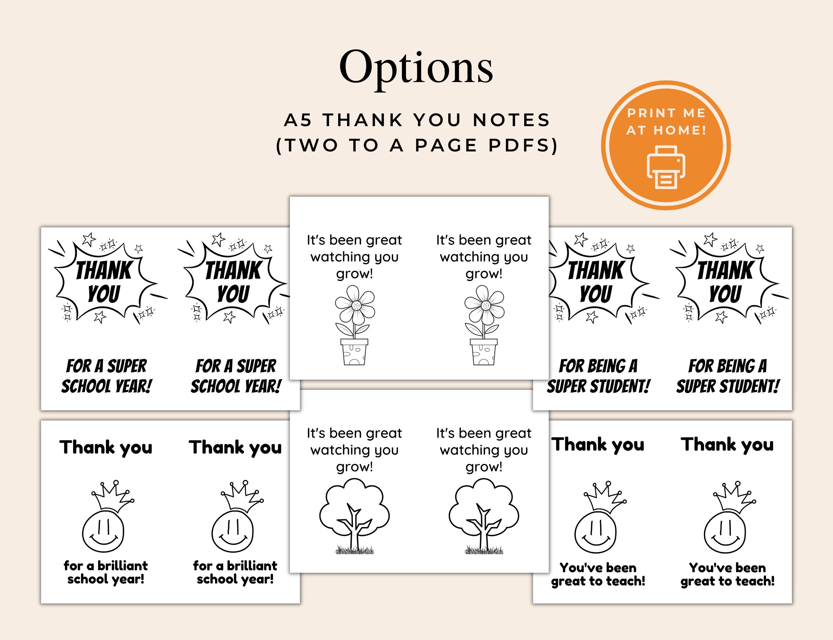Student Thank You Notes and Cards, Printable End of Year Student Gifts ...