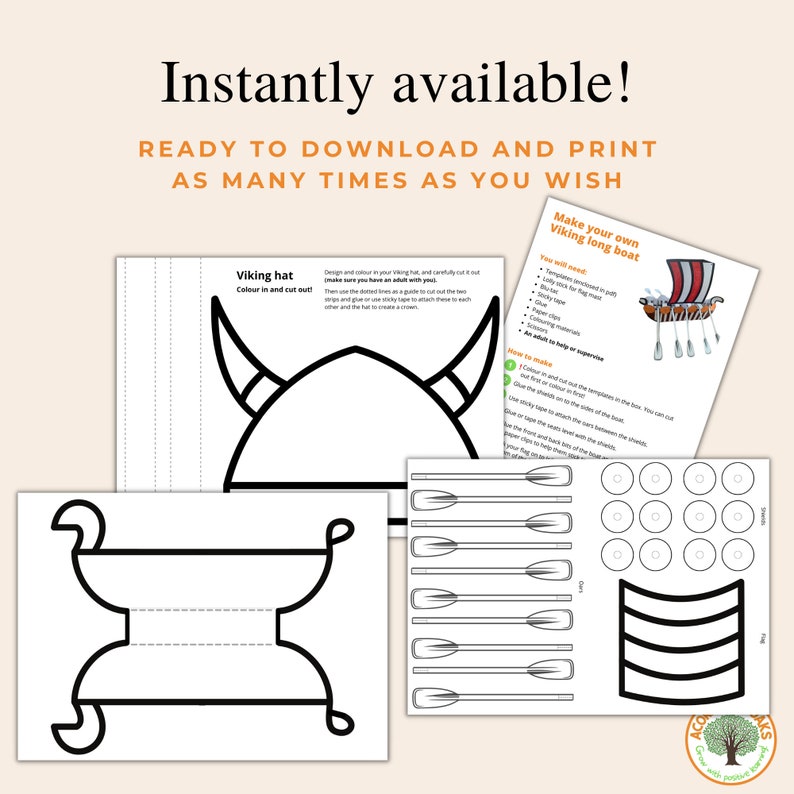 Viking Boat and Viking Hat Templates Printable Viking Educational and ...