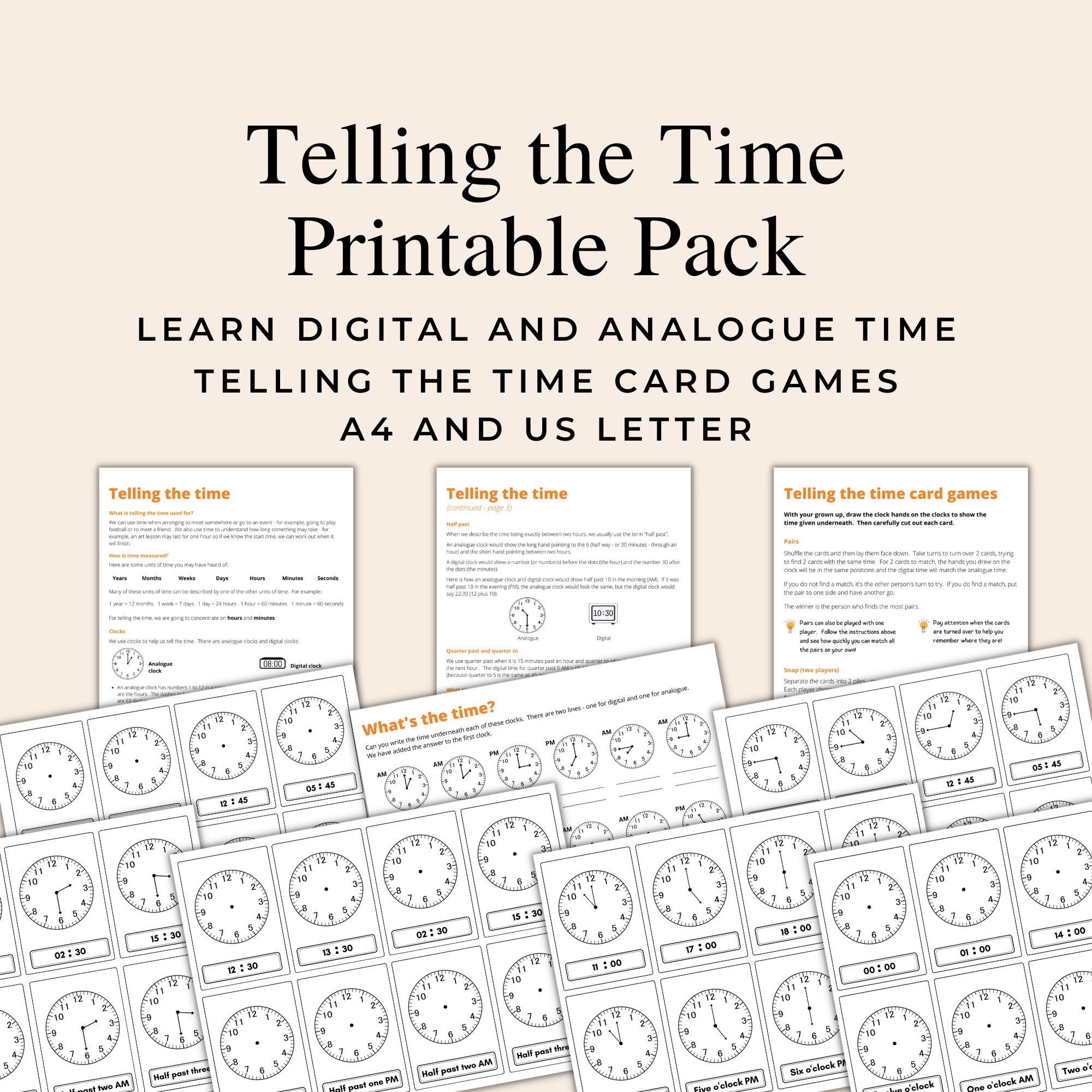 Printable Clocks Tell the Time, What's the Time Games, Telling the Time ...