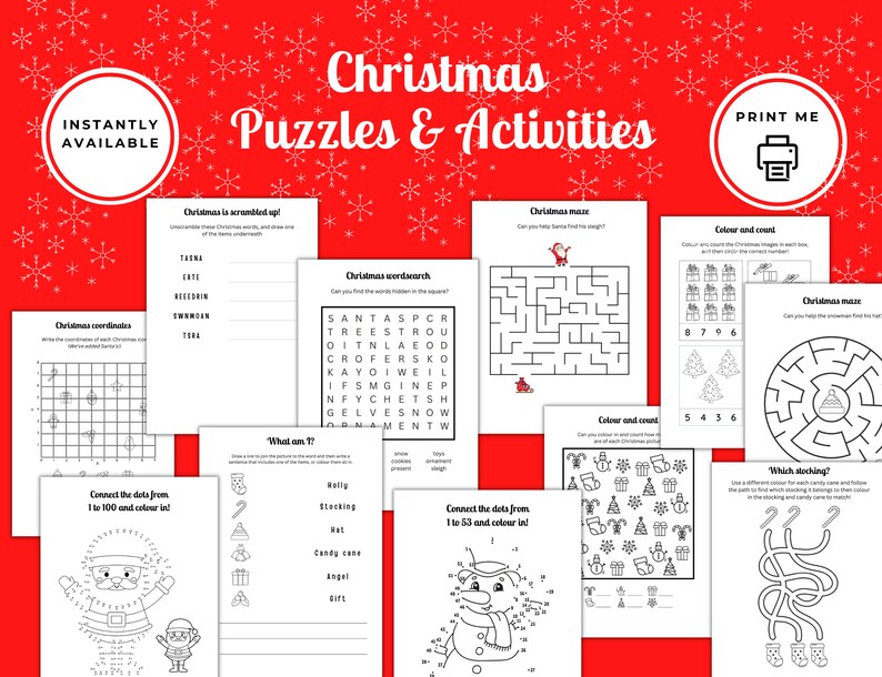Printable Christmas Activity Sheets, Children's Christmas Coloring ...