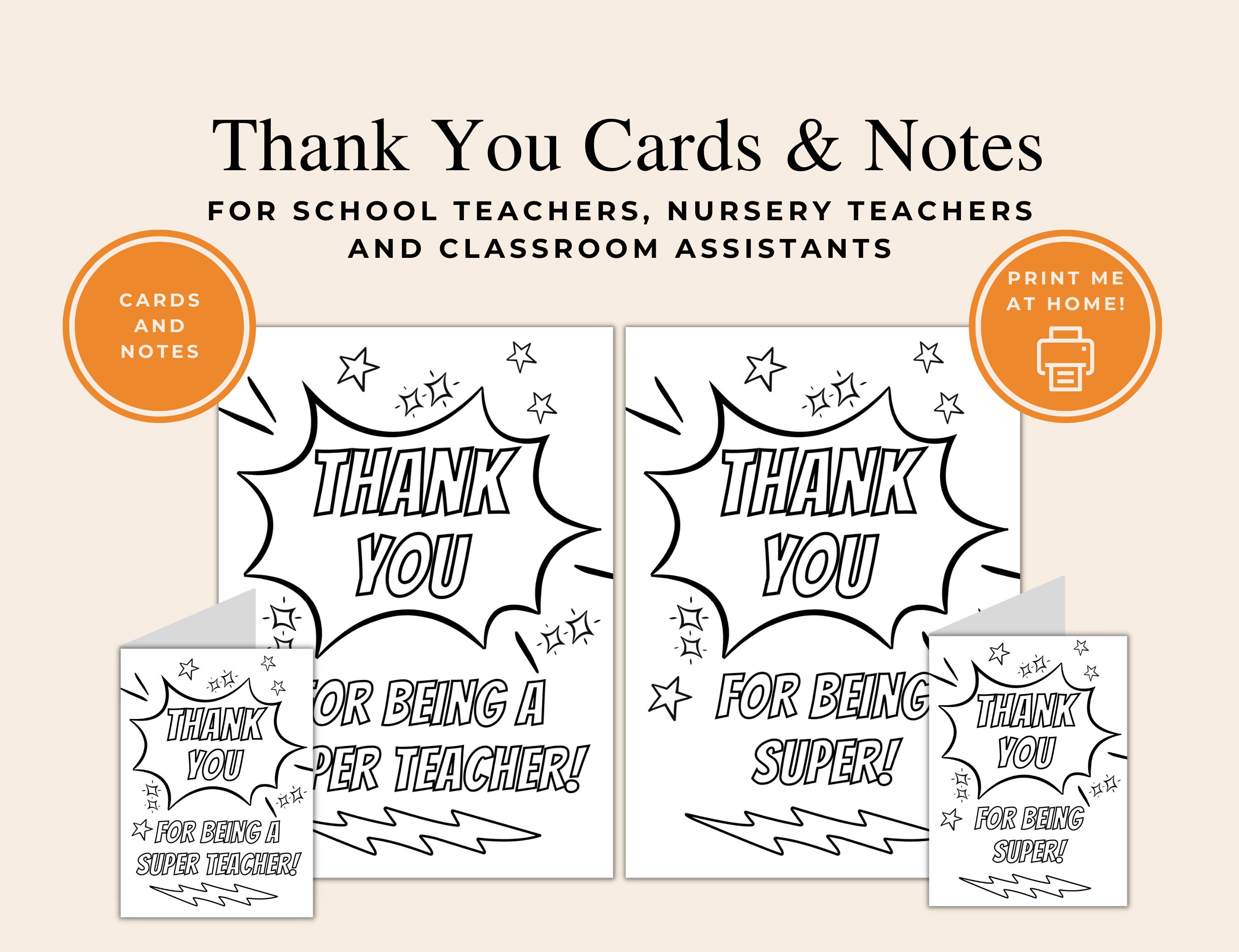 Printable Colour in Teacher Appreciation Cards, Notes, Thank You for ...