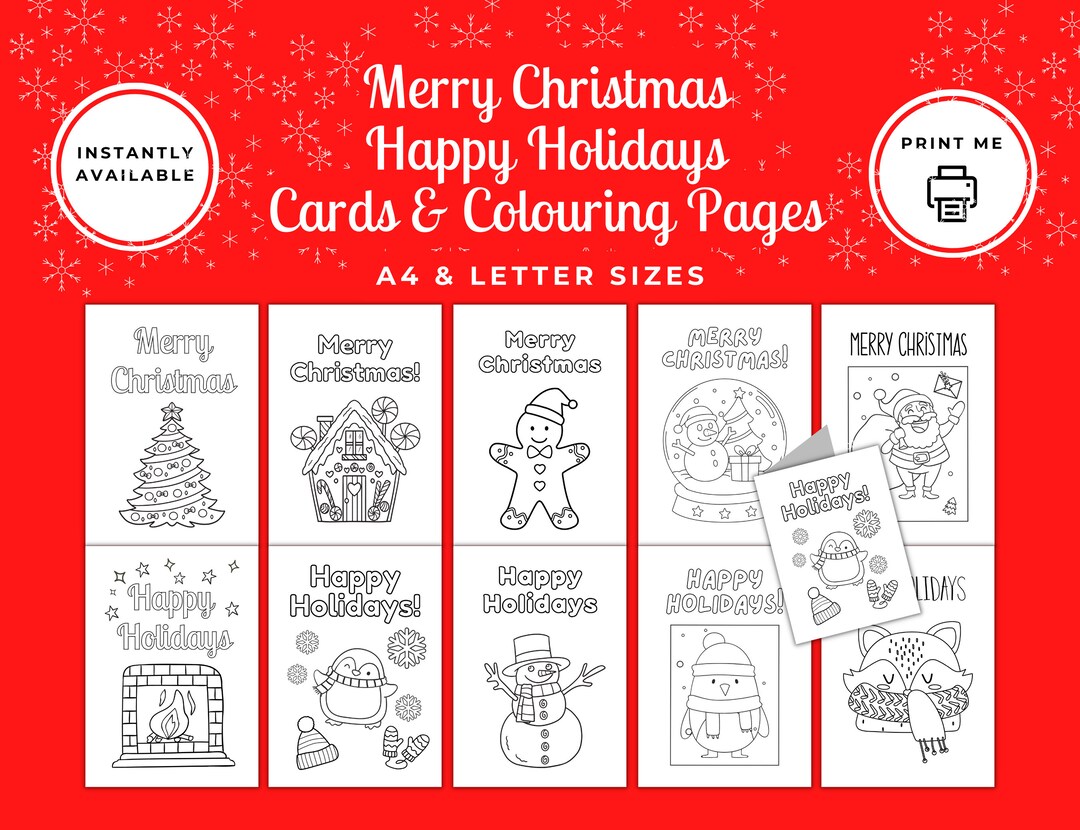 Kids Colouring Christmas Cards, Printable Christmas Crafts, Xmas ...