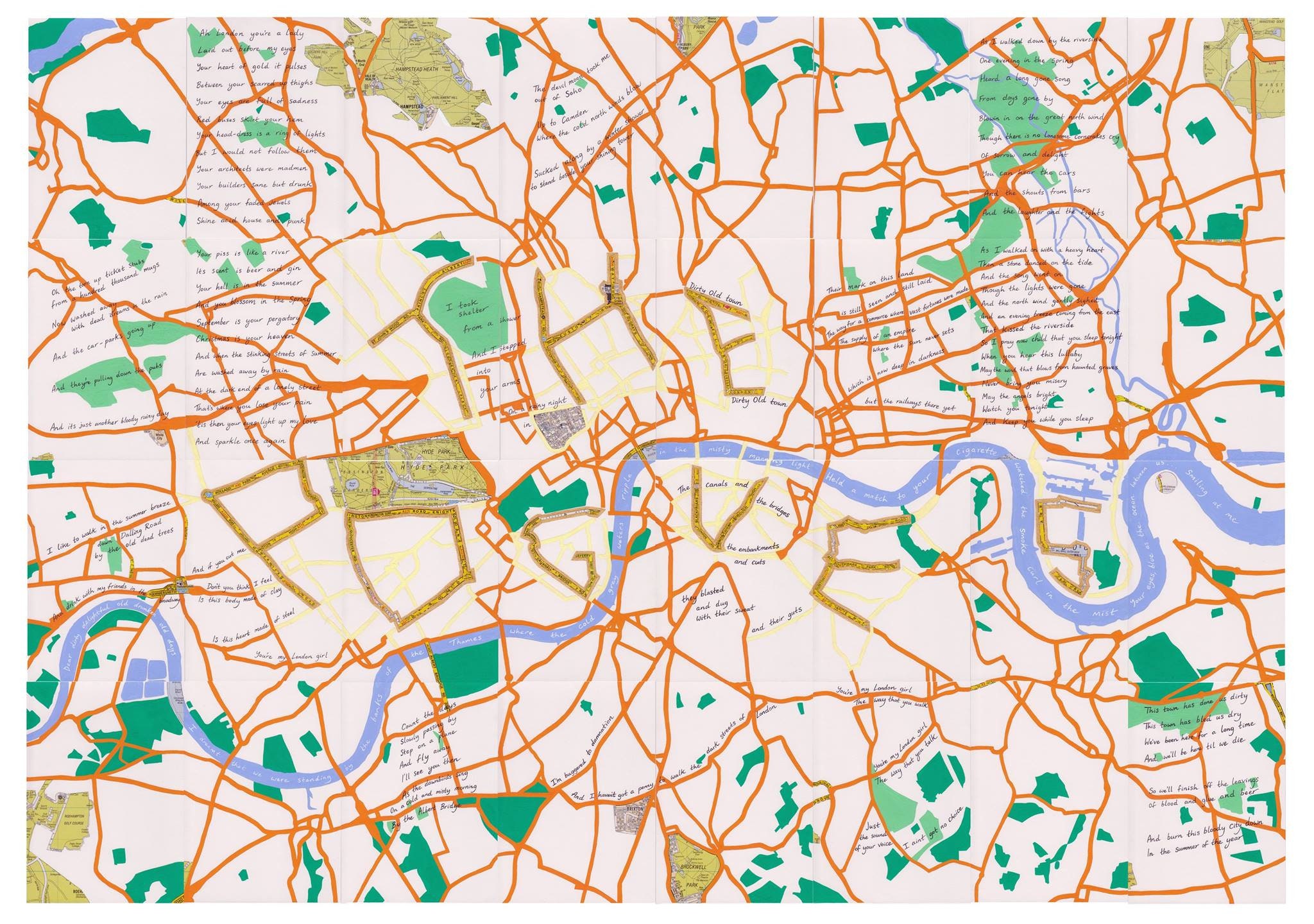 Pogues Map of London Art Print - Shane Macgowan Poster - the Pogues ...