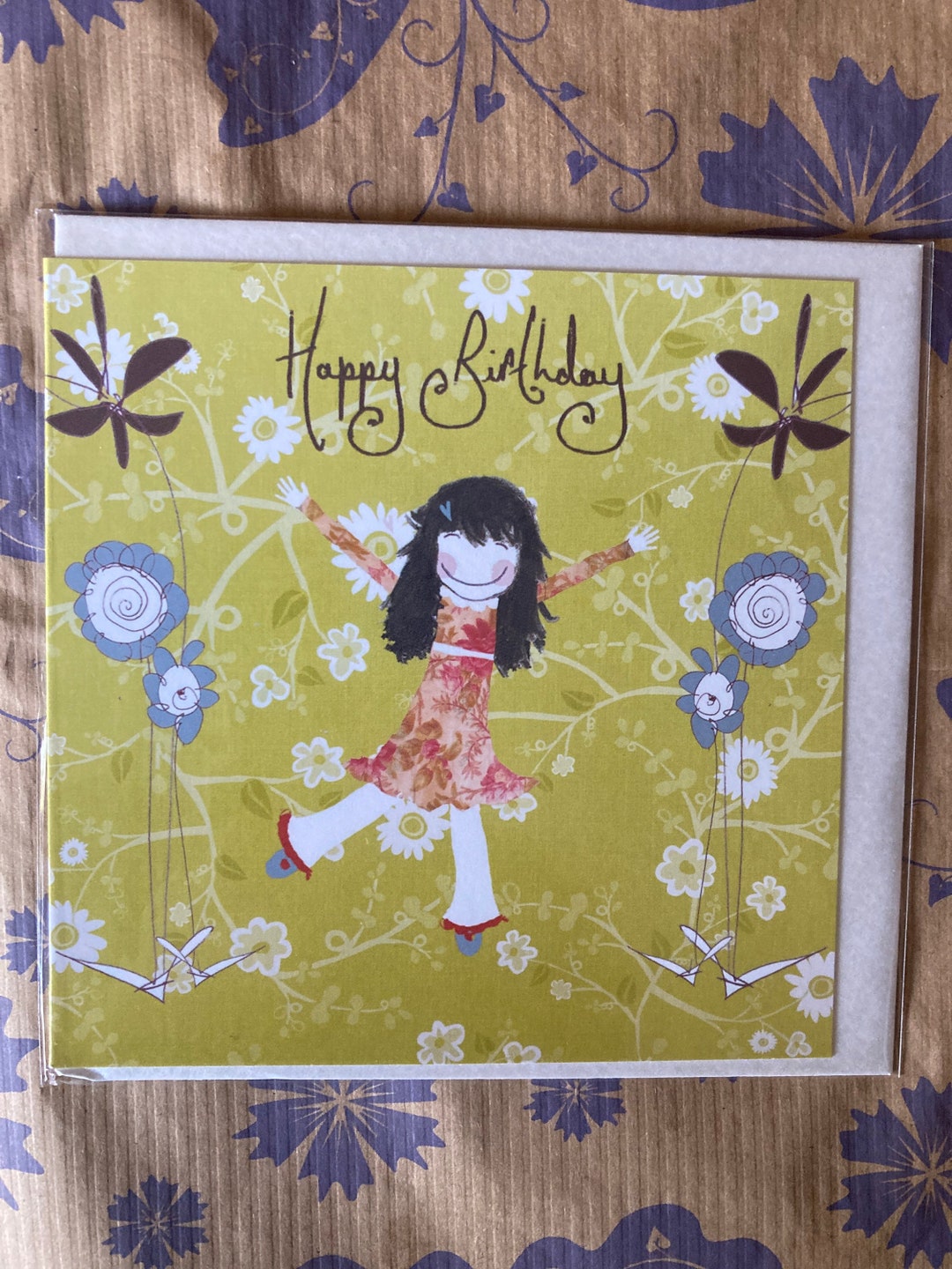 Happy Birthday Flowery Greetings Card - Etsy