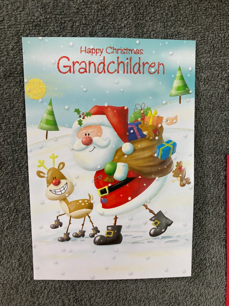 Grandchildren Christmas Greetings Card - Etsy UK