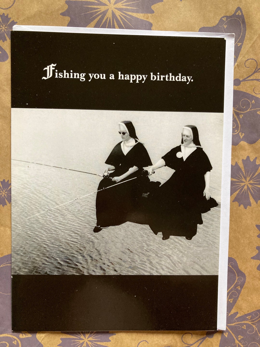 Funny Nun Fishing Happy Birthday Greetings Card - Etsy