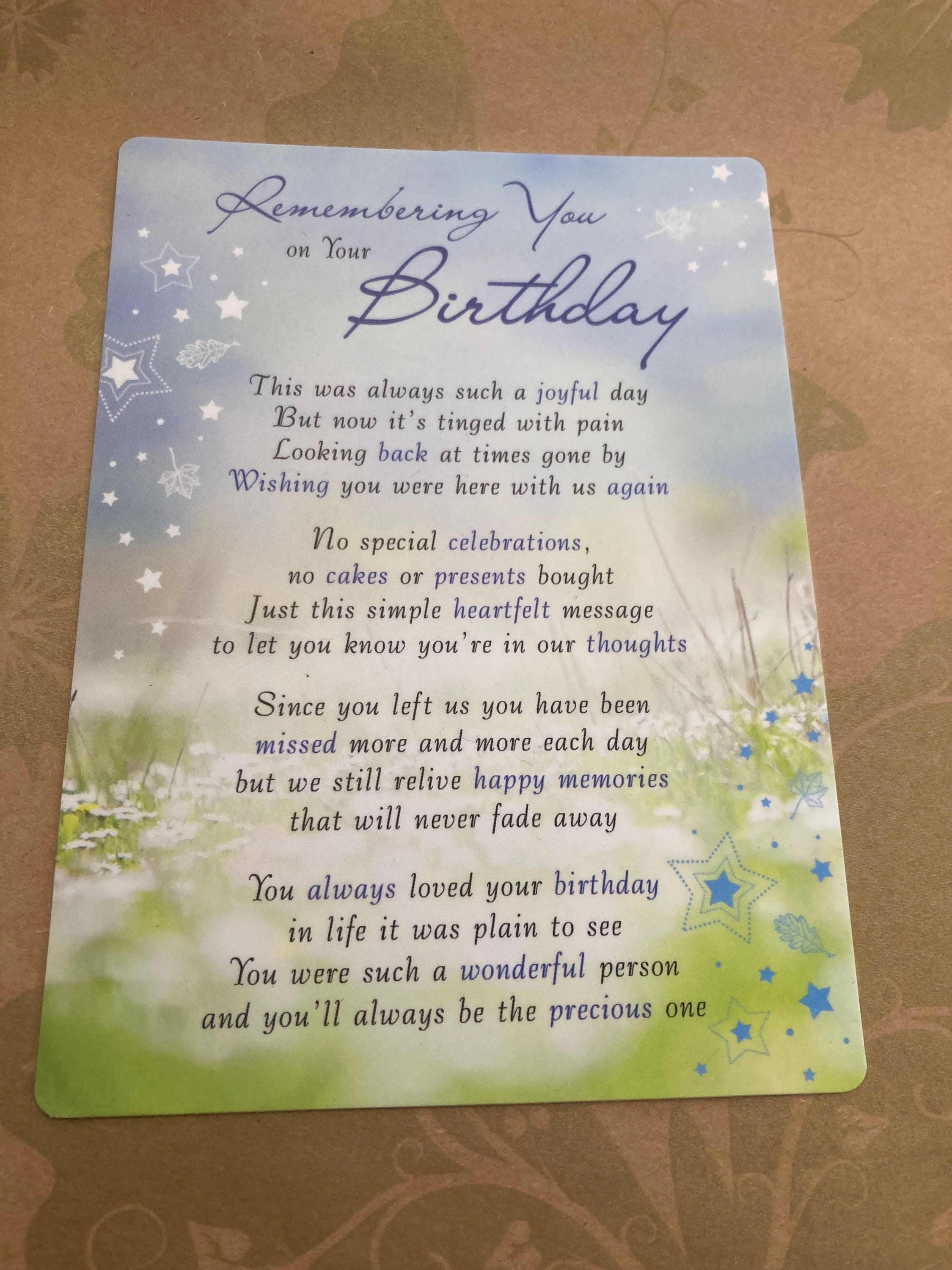 In Loving Memory Remembering You on Your Birthday Graveside - Etsy UK