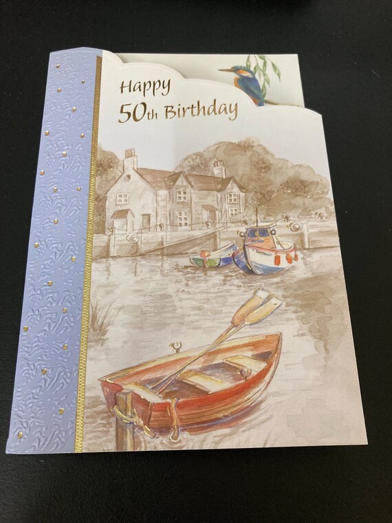 Happy 50th Birthday Greetings Card Boats Boating Sailing - Etsy