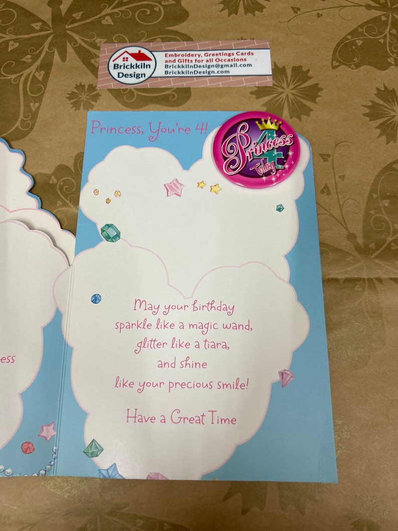 Happy 4th Birthday Princess With Badge Greetings Card Kids - Etsy