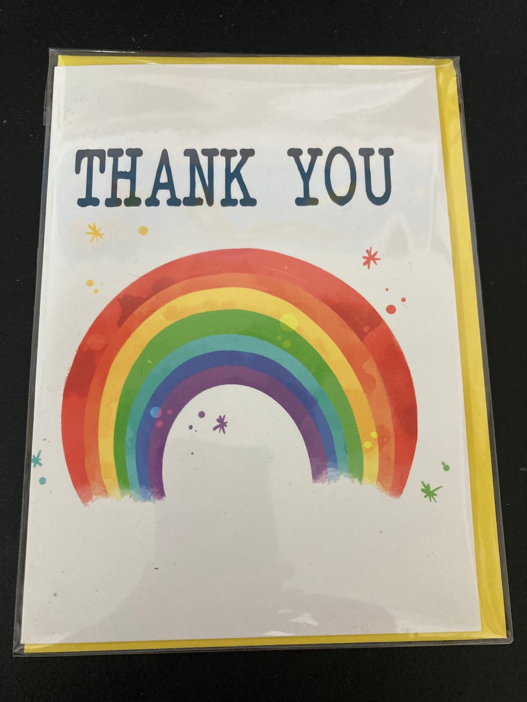 Thank You Rainbow Greetings Card - Etsy